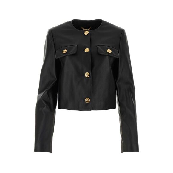 Versace | Jackets & Coats | Versace Women Black Leather Jacket | Poshmark